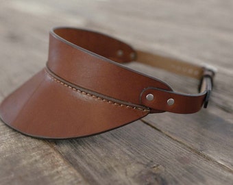 Hand Crafted Brown Vintage Leather Gambler Visor H11052VAN - Etsy