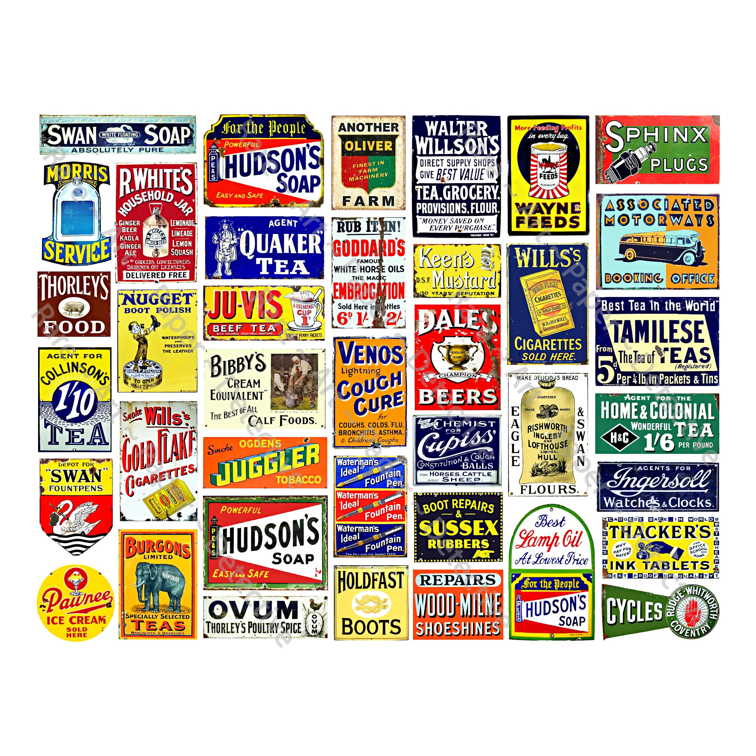 Dollhouse Signs & Model Train Diorama Sign Graphics, 40 Printable ...