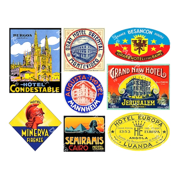 Travel Scrapbook & Journal Labels Hotel Luggage Labels and | Etsy