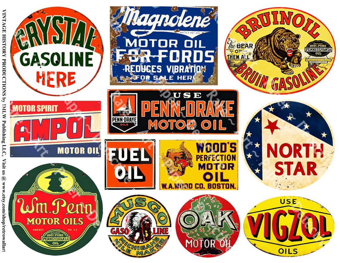 74 Car Decals, 5 Digital Downloads, Automobile, Garage, Oil Can & Taxi ...