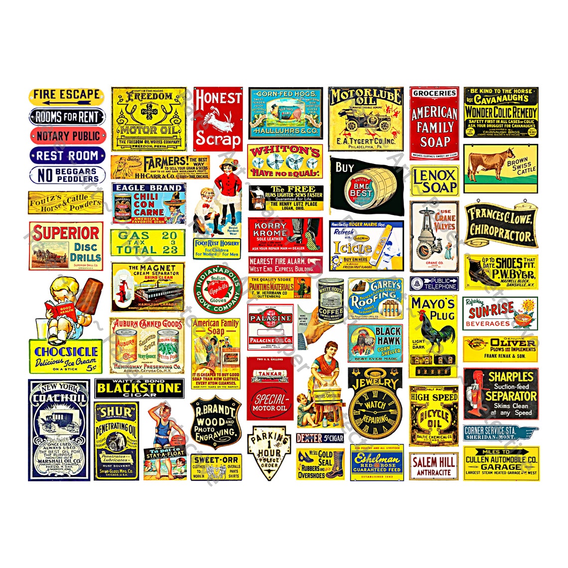 Model Railroad Diorama, Dollhouse Miniature & Train Sign Graphics, 60 ...