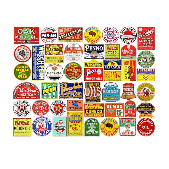 Motor Oil & Gasoline Labels 4 Printable Sheets 48 Oil Labels | Etsy