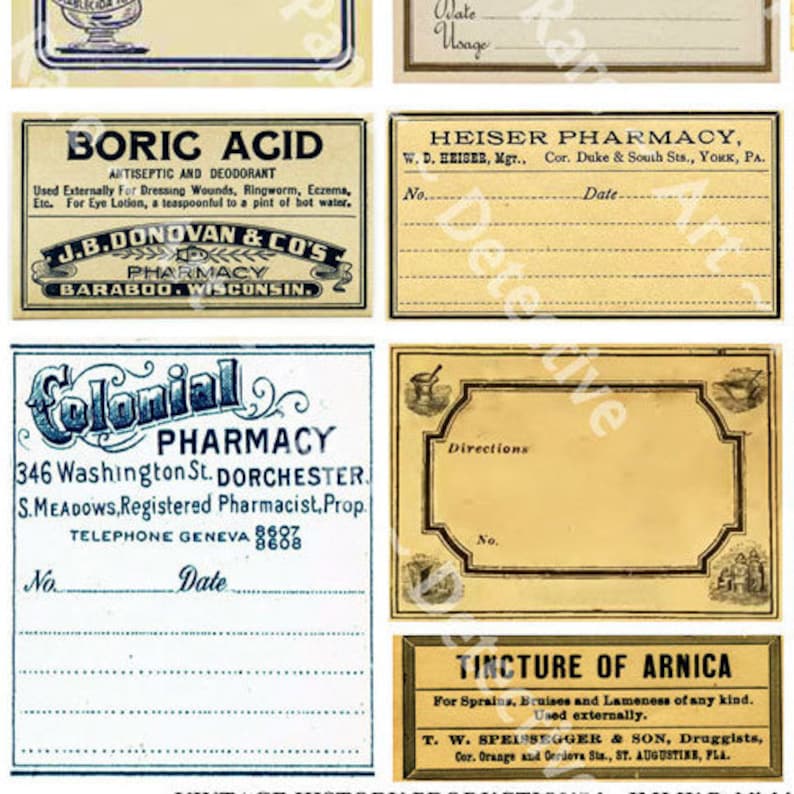 Apothecary Bottle Labels Antique Medicine & Pharmacy - Etsy