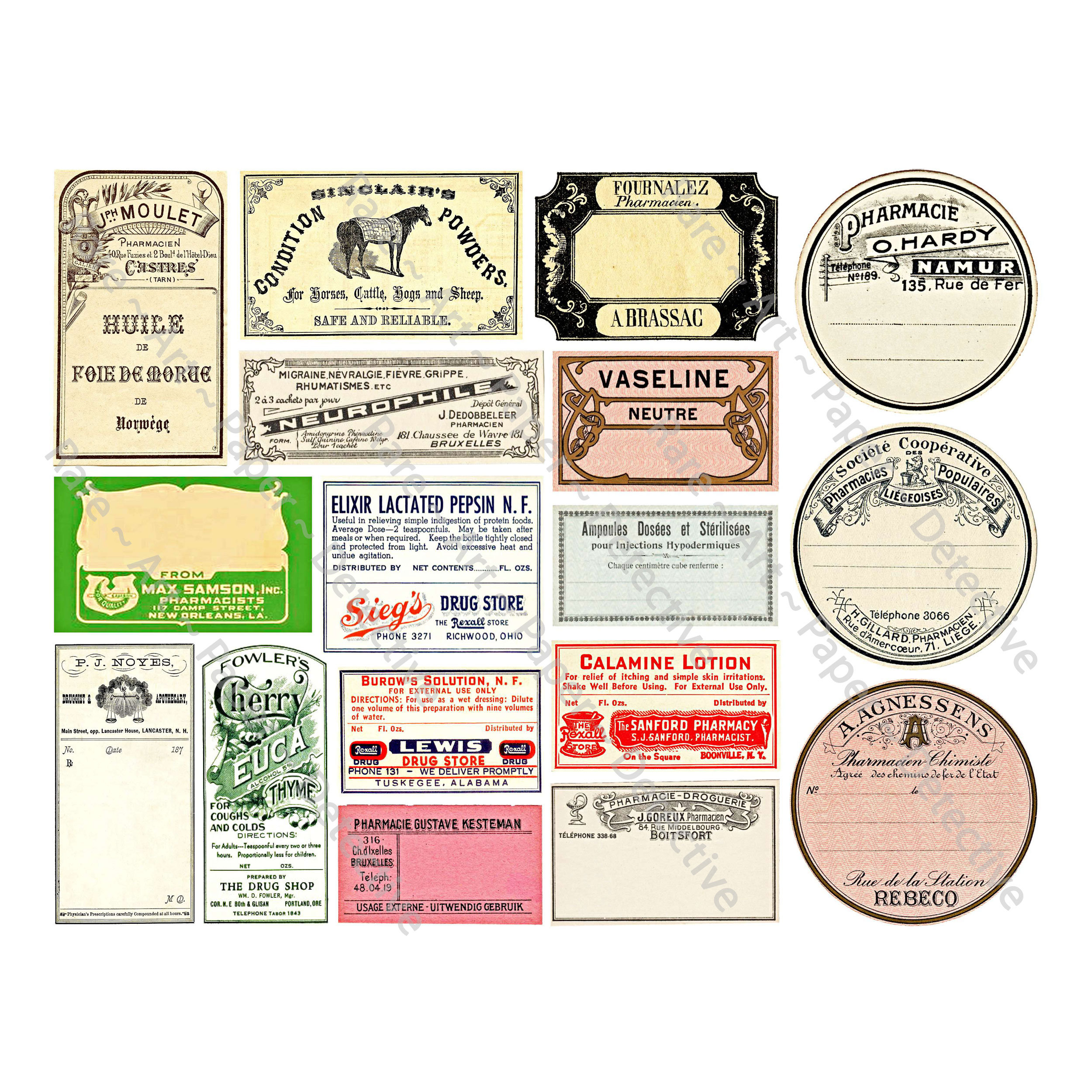 Apothecary Labels, 17 Blank RX Medicine Bottle Decals, Pharmacy Tag ...
