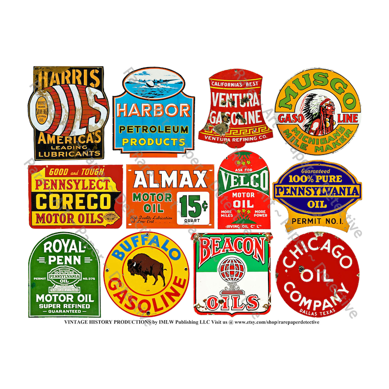 Motor Oil Can Labels 12 Gasoline Signs on 1 Digital Download - Etsy