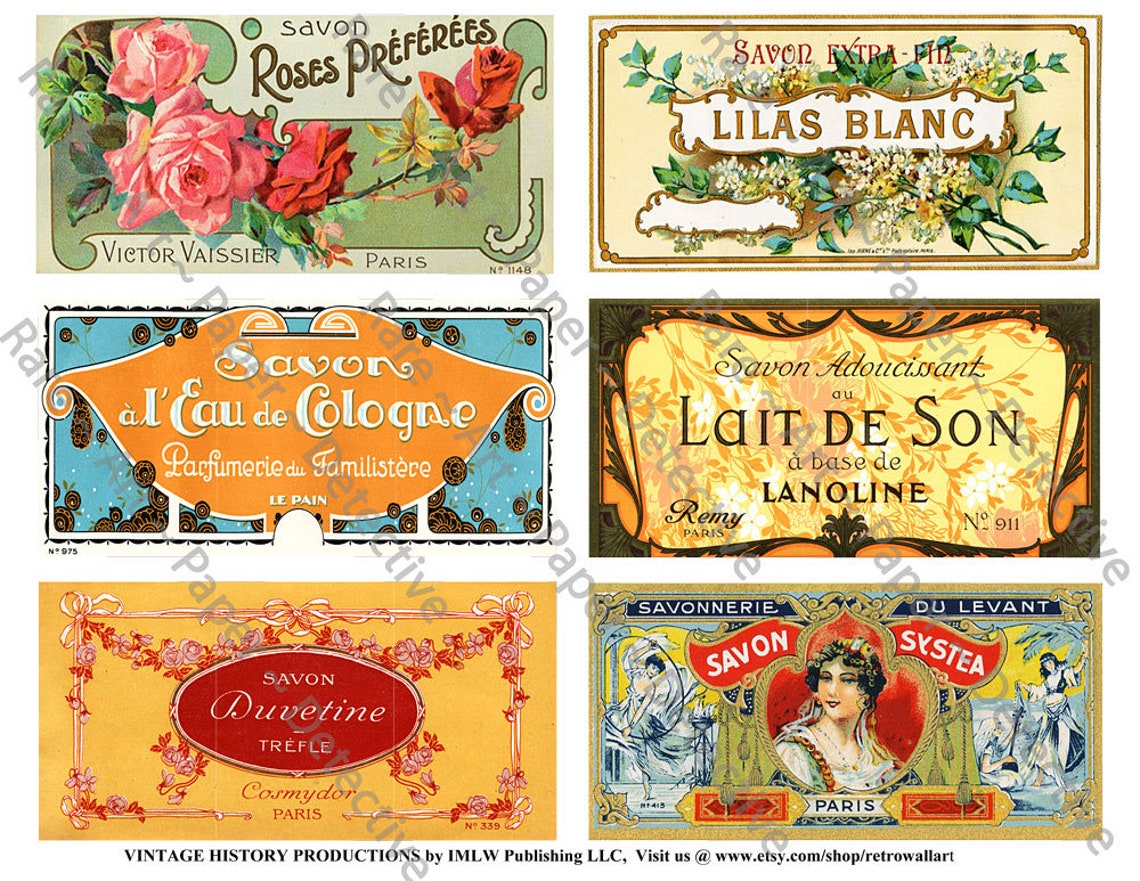 Bathroom Decor Victorian Soap Label Download, Elegant French Savon ...