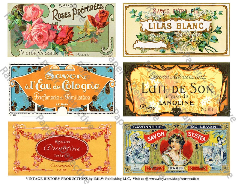 Bathroom Decor Victorian Soap Label Download, Elegant French Savon ...