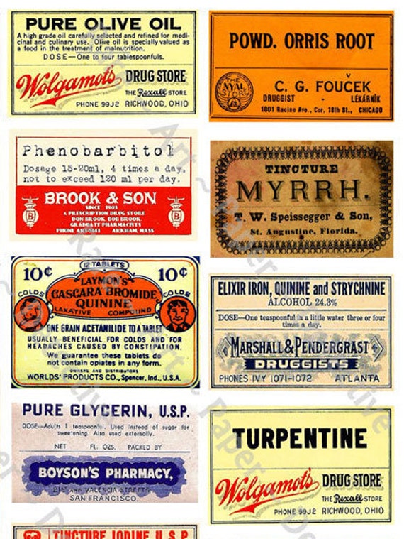 Vintage Medicine Bottle Label