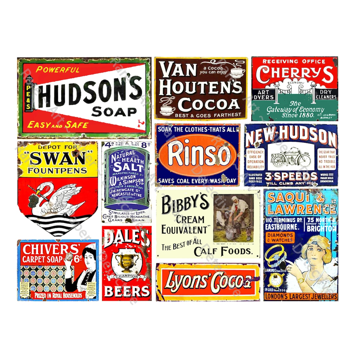 Vintage Advertising Signs DIGITAL DOWNLOAD Sheet, General Store Ads ...