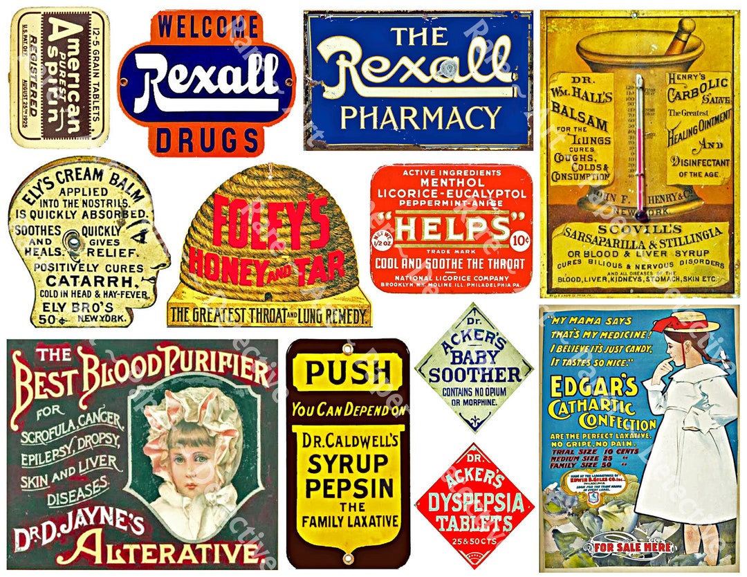 Apothecary Pharmacy & Druggist Label Art Paper Drug Store - Etsy