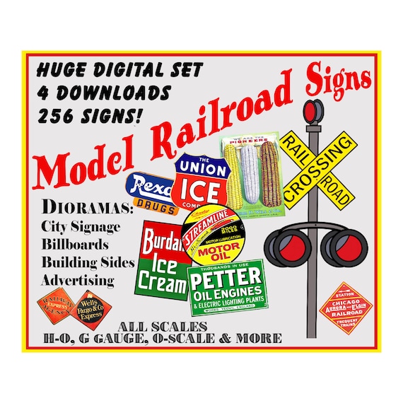Model Railroad & Dollhouse Signs 4 DIGITAL DOWNLOADS 256 | Etsy
