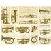 Musical Band Instruments Graphics Sheet, Antique Catalog Art Paper ...
