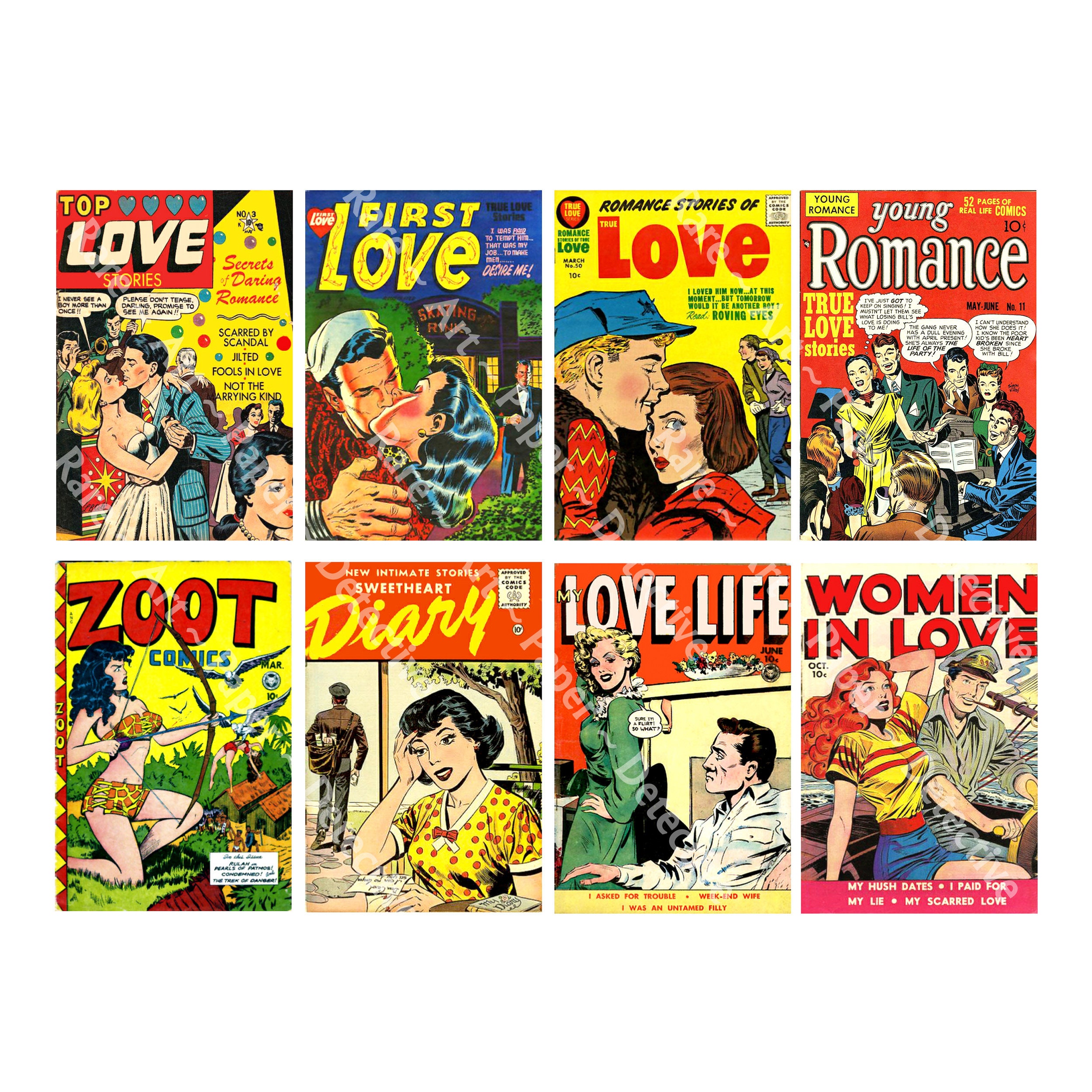 Romance Comic Book Covers Classic Comics Printable Vintage - Etsy
