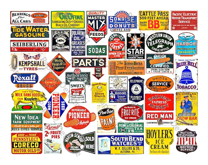 Dollhouse Miniature Signs & Model Train Diorama Sign Graphics, 54 ...