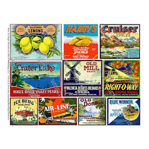 Vintage Fruit Crate Label, Collage Paper Craft Sheet, Kitchen ...