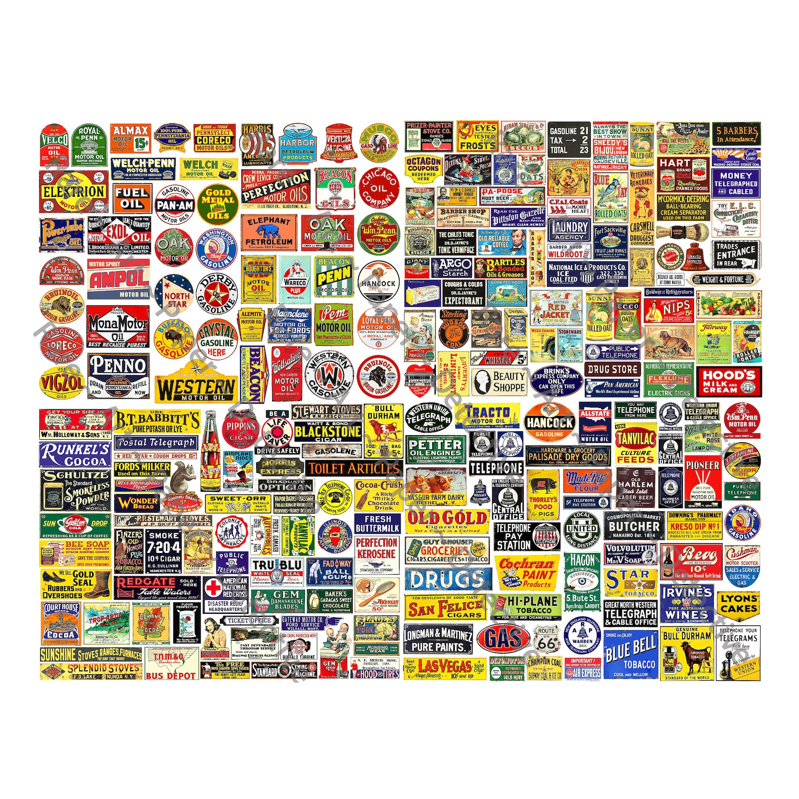 Miniature Sign Graphics for Dollhouses & Model Train Dioramas, 240 ...