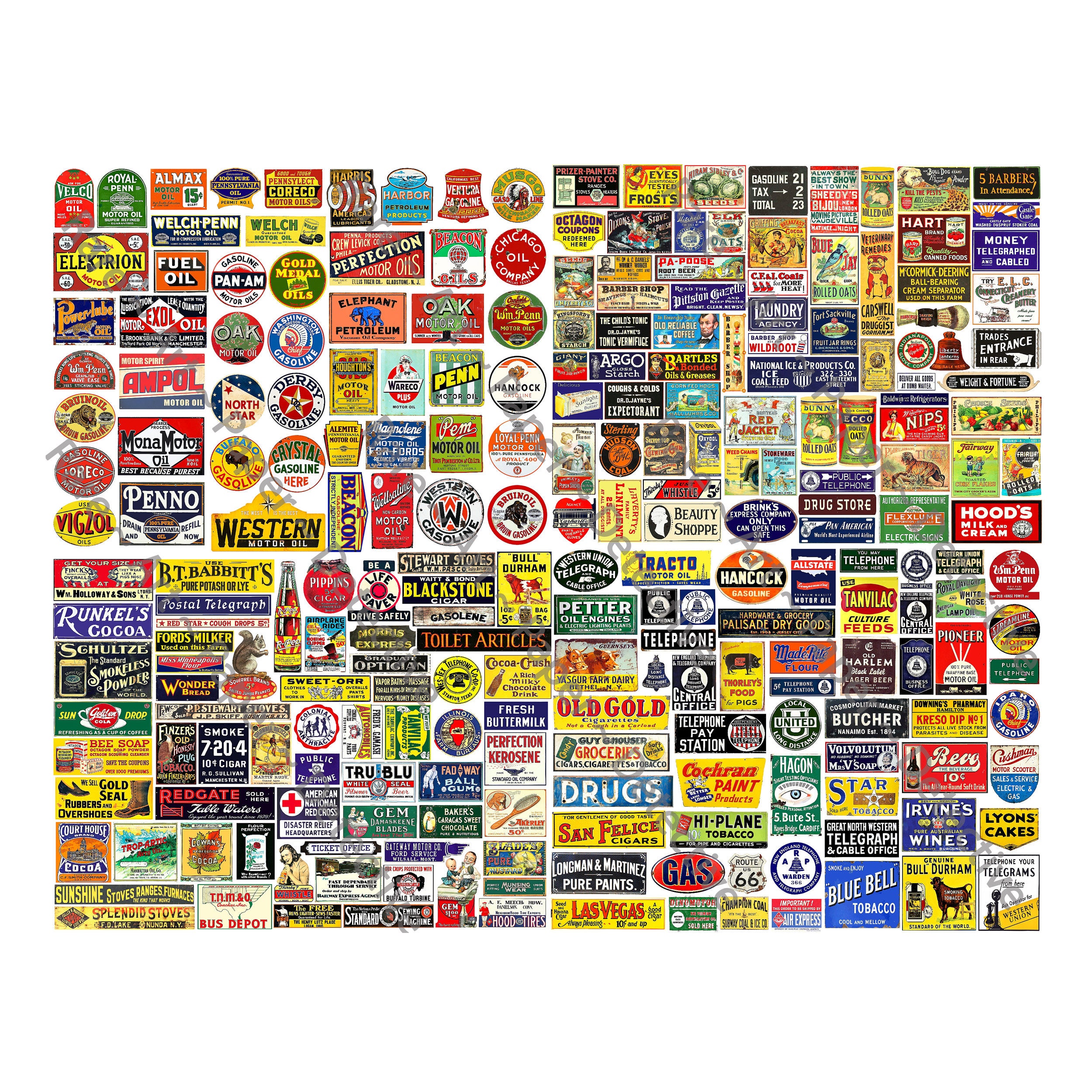 Miniature Sign Graphics for Dollhouses & Model Train Dioramas, 240 ...