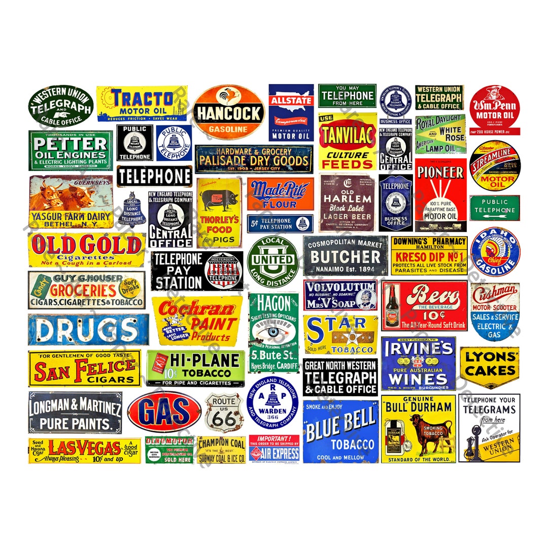 Dollhouse Signs & Model Train Diorama Sign Graphics, 56 Printable ...