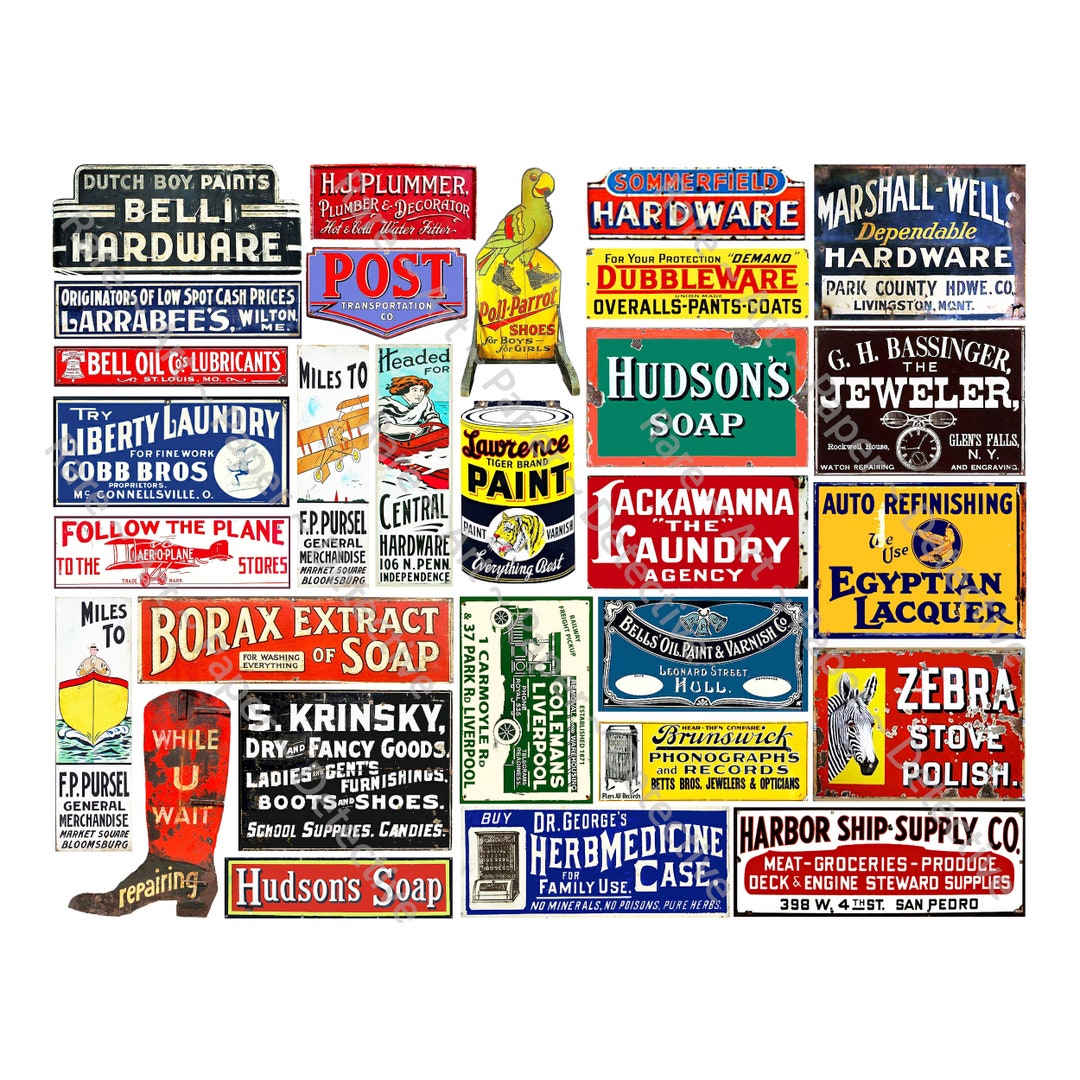 Miniature Advertising Signs, Digital Graphics Sheet, Re-sizable Model ...