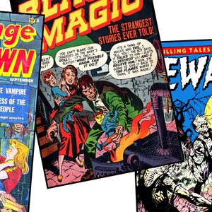 Horror Comic Book Covers Classic Comics Printable Halloween Postcard ...