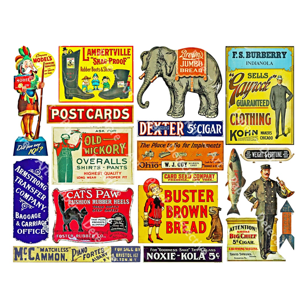 General Store Signs, Advertising Sign Illustrations, Rustic Antique ...