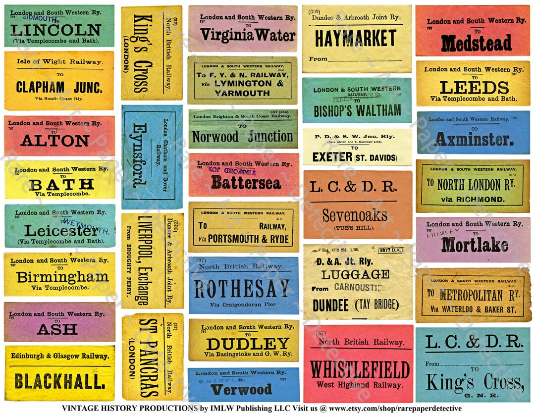 Luggage Labels Railway & Railroad Ticket Stubs Train Journal - Etsy