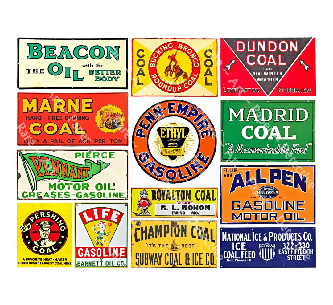 Vintage Advertising Signs DIGITAL DOWNLOAD Sheet, Coal and Ice Company ...