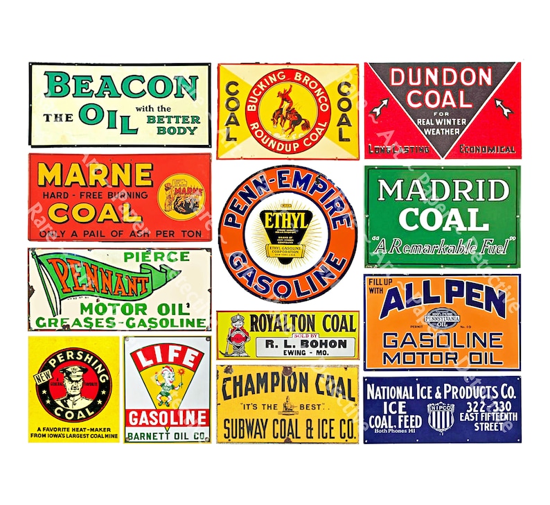 Vintage Advertising Signs DIGITAL DOWNLOAD Sheet, Coal and Ice Company ...