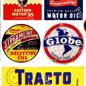 Motor Oil Can Labels, 11 Gasoline Signs on 1 DIGITAL Download, Garage ...