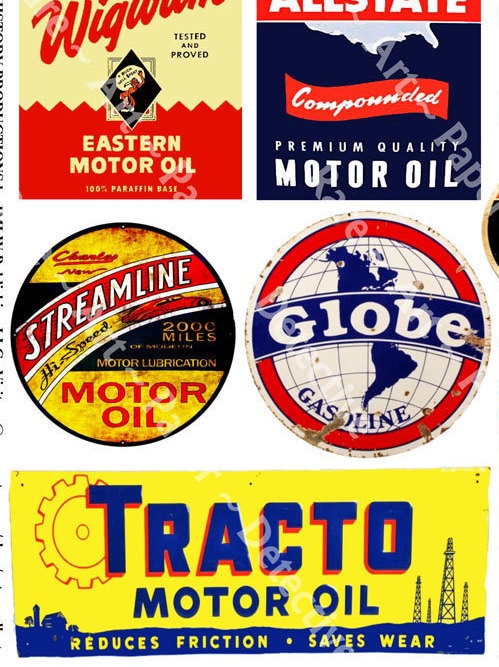 Motor Oil Can Labels, 11 Gasoline Signs on 1 DIGITAL Download, Garage ...