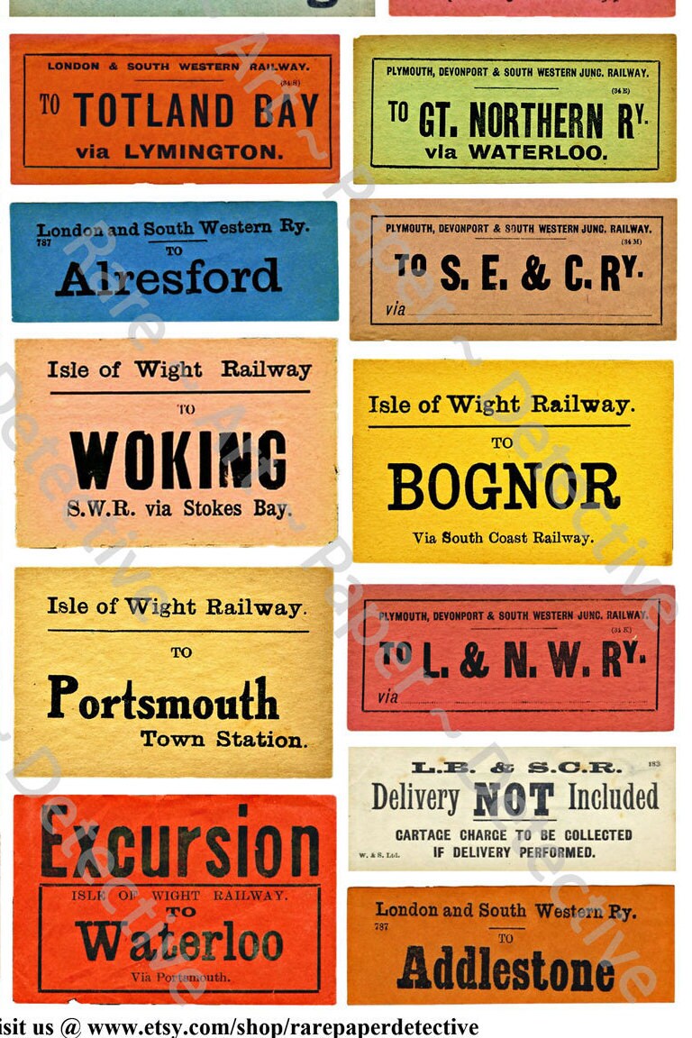 Luggage Labels, Railway & Railroad Ticket Stubs, Train Journal Tags ...