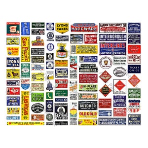 Miniature Sign Graphics for Dollhouses & Model Train Dioramas, 86 ...