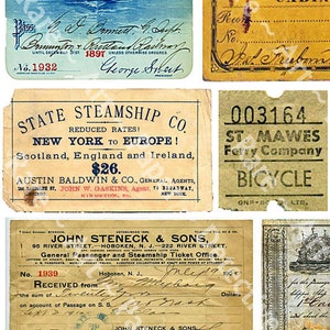 Steamship and Ferry Ticket Stub, Steamboat Tickets, Transportation Tag ...