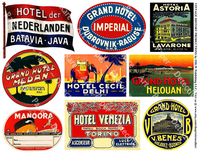 Luggage Labels, 47 Assorted Shapes, Sizes & Colors on 5 Digital ...