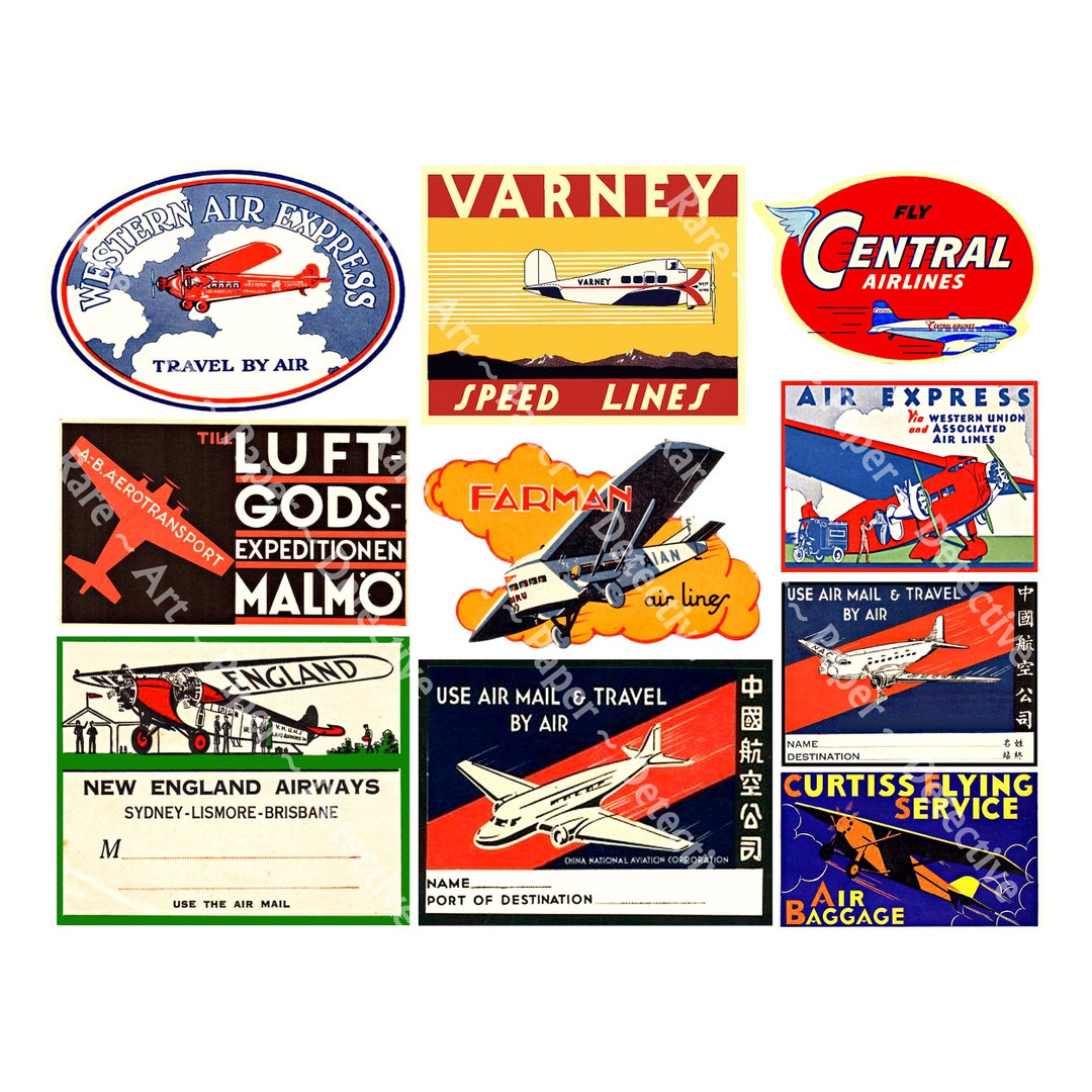 Luggage Label Graphics, Golden Age of Travel Baggage Labels, INSTANT ...