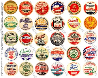 Kitchen Art Paper Milk Caps Digital Download Retro Milk | Etsy