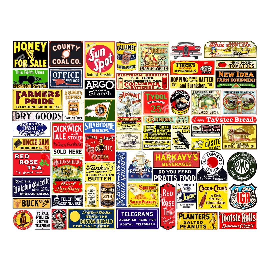 Dollhouse & Model Railroad Advertising Signs, Digital Graphics Sheet ...