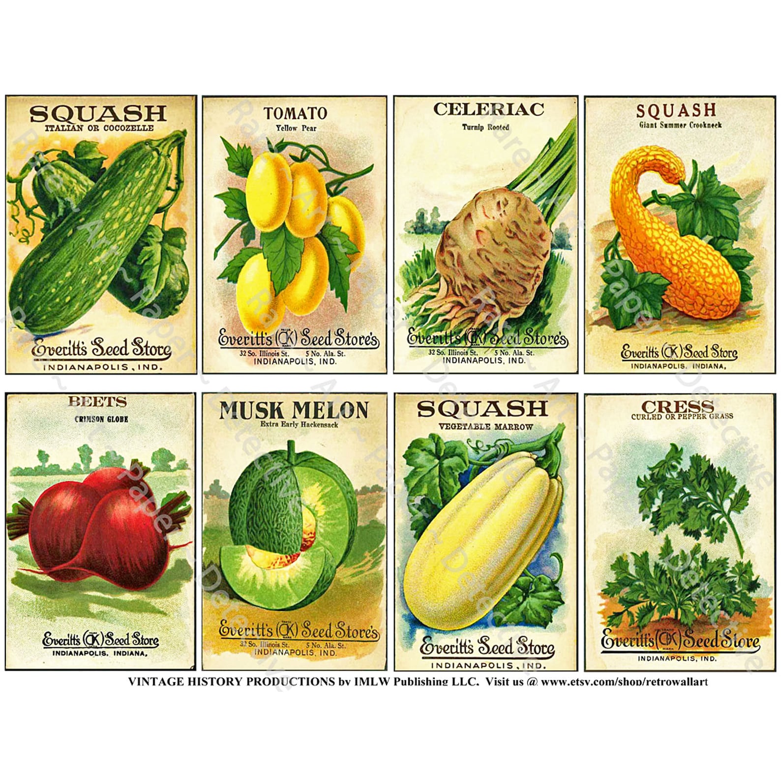 Seed Packet & Antique Seed Catalog Illustrations, 8 Garden Decorations ...