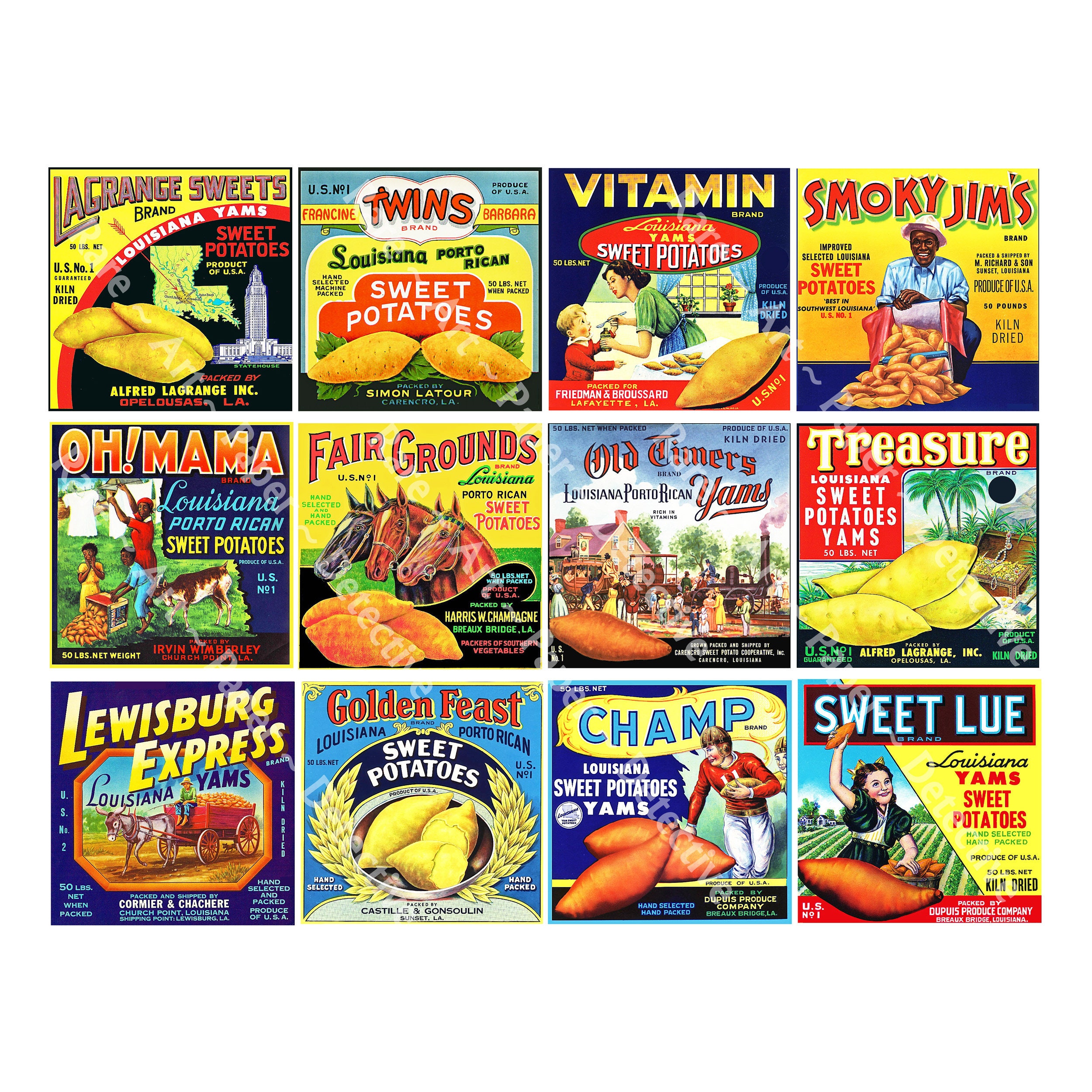 Louisiana Sweet Potato Labels, DIGITAL Sheet, Kitchen Wall Art, Yam ...