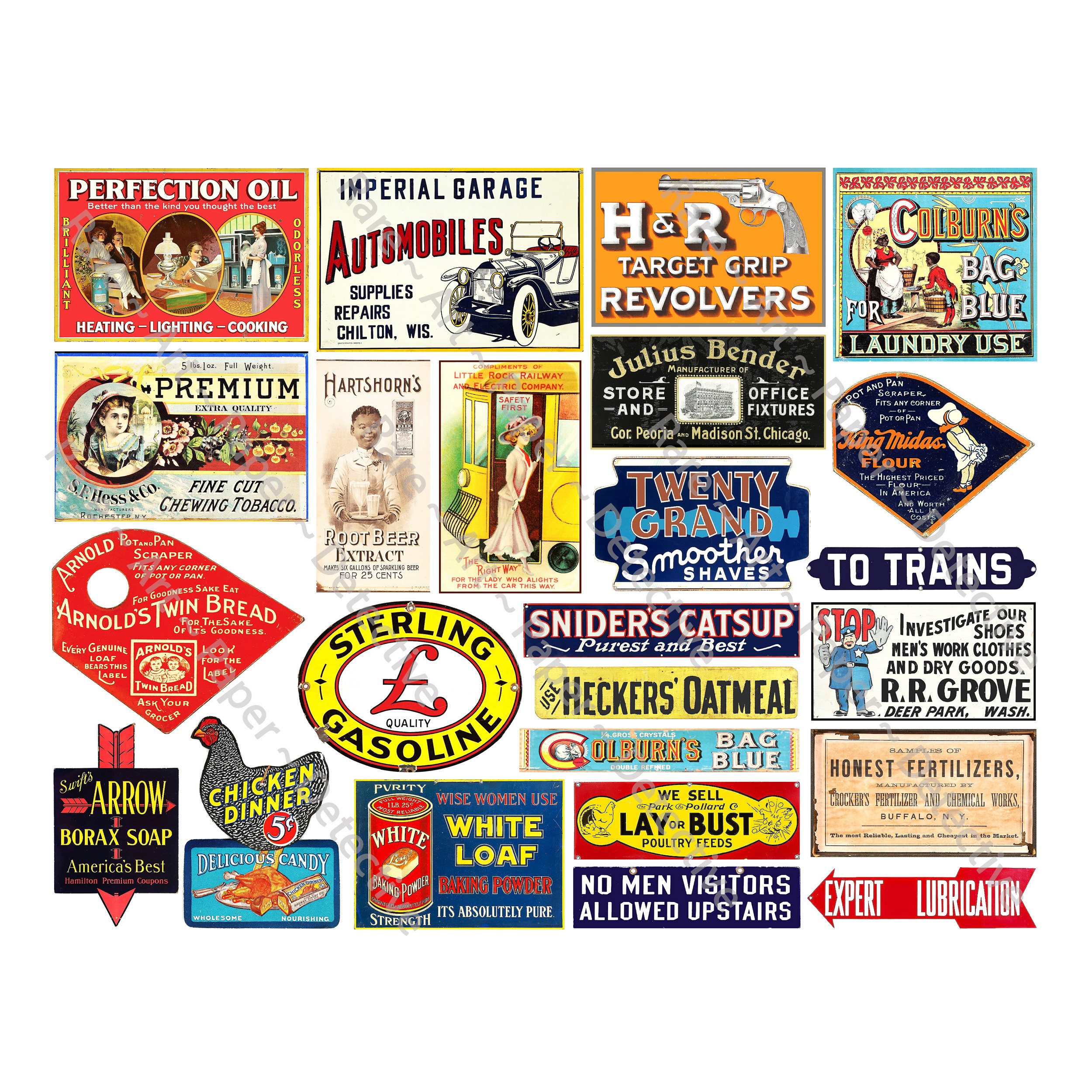 Miniature Advertising Signs, Digital Graphics Sheet, Re-sizable Model ...