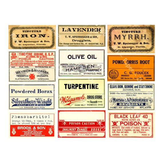 Vintage Pharmacy Labels