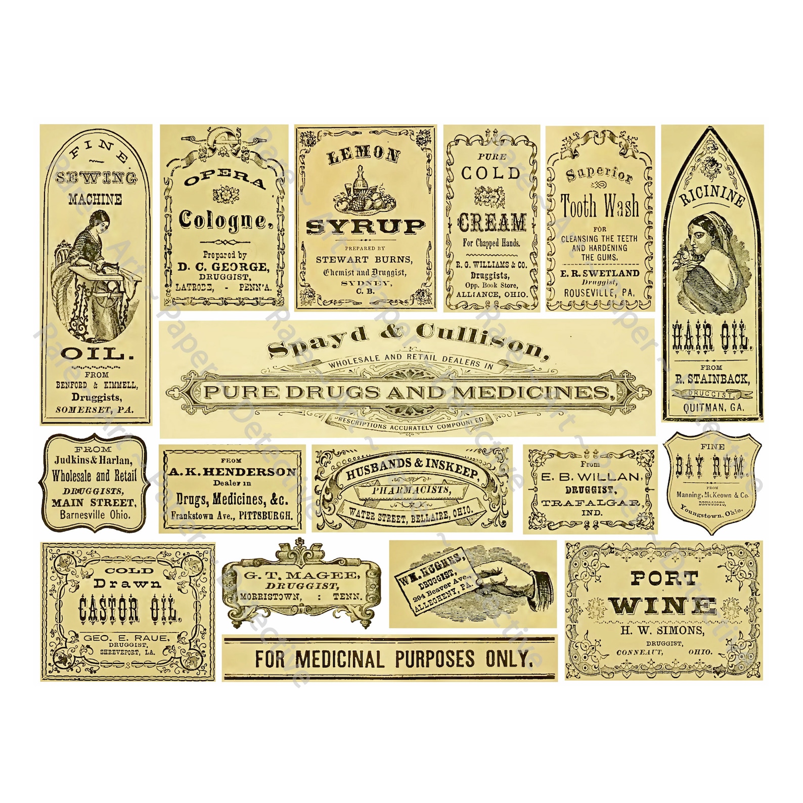 Victorian Apothecary Labels, 17 Pharmacy Medicine Bottle Tag, Medicine ...