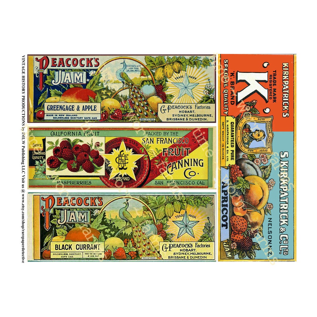 Farmhouse Decor, 4 Canning Label on 1 Sheet, Kitchen Wall Art, Jam Jar ...