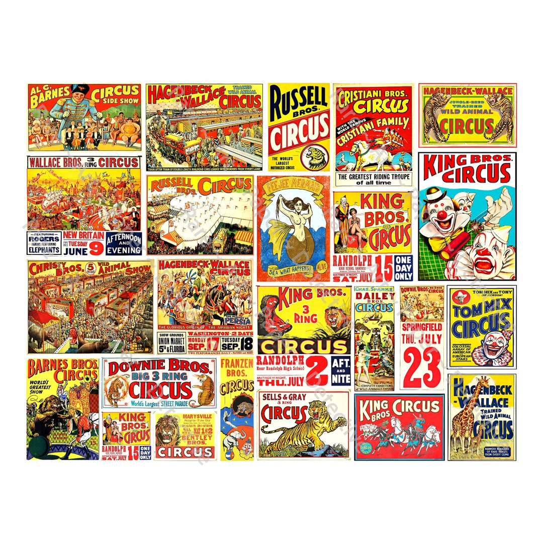 Circus Posters & Billboards for Trains and Dollhouses, DIGITAL DOWNLOAD ...