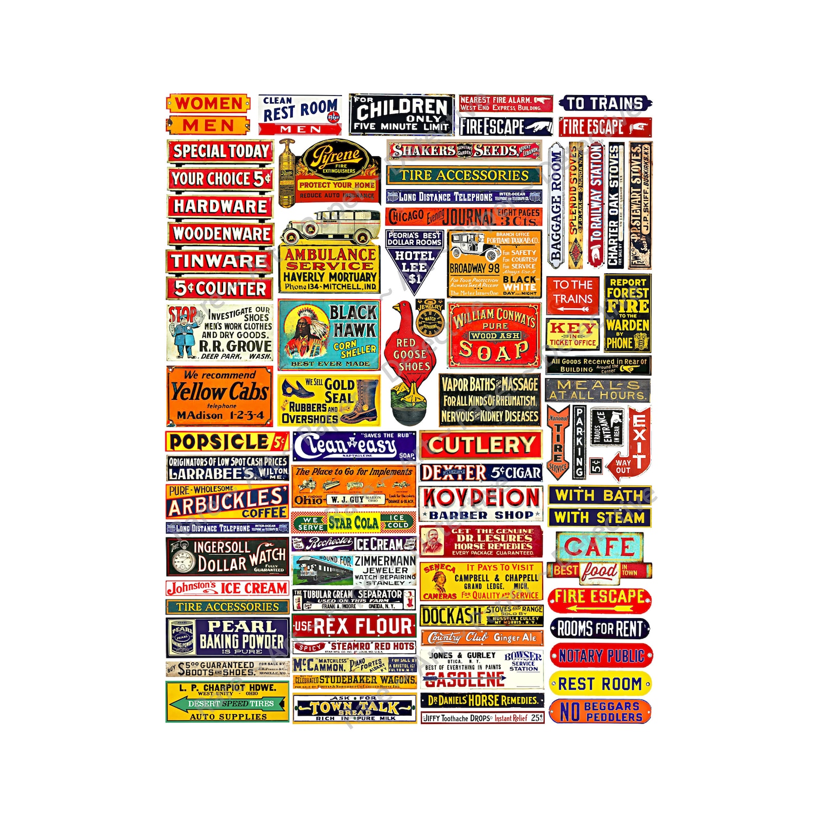 Dollhouse Miniature & Train Sign Graphics, Model Railroad Diorama, 85 ...