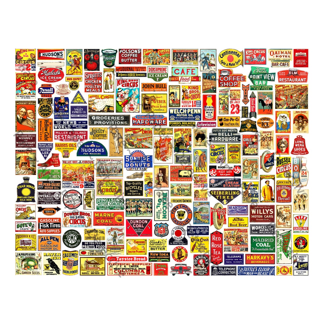 165 Dollhouse & Model Railroad Advertising Signs, Digital Graphics ...