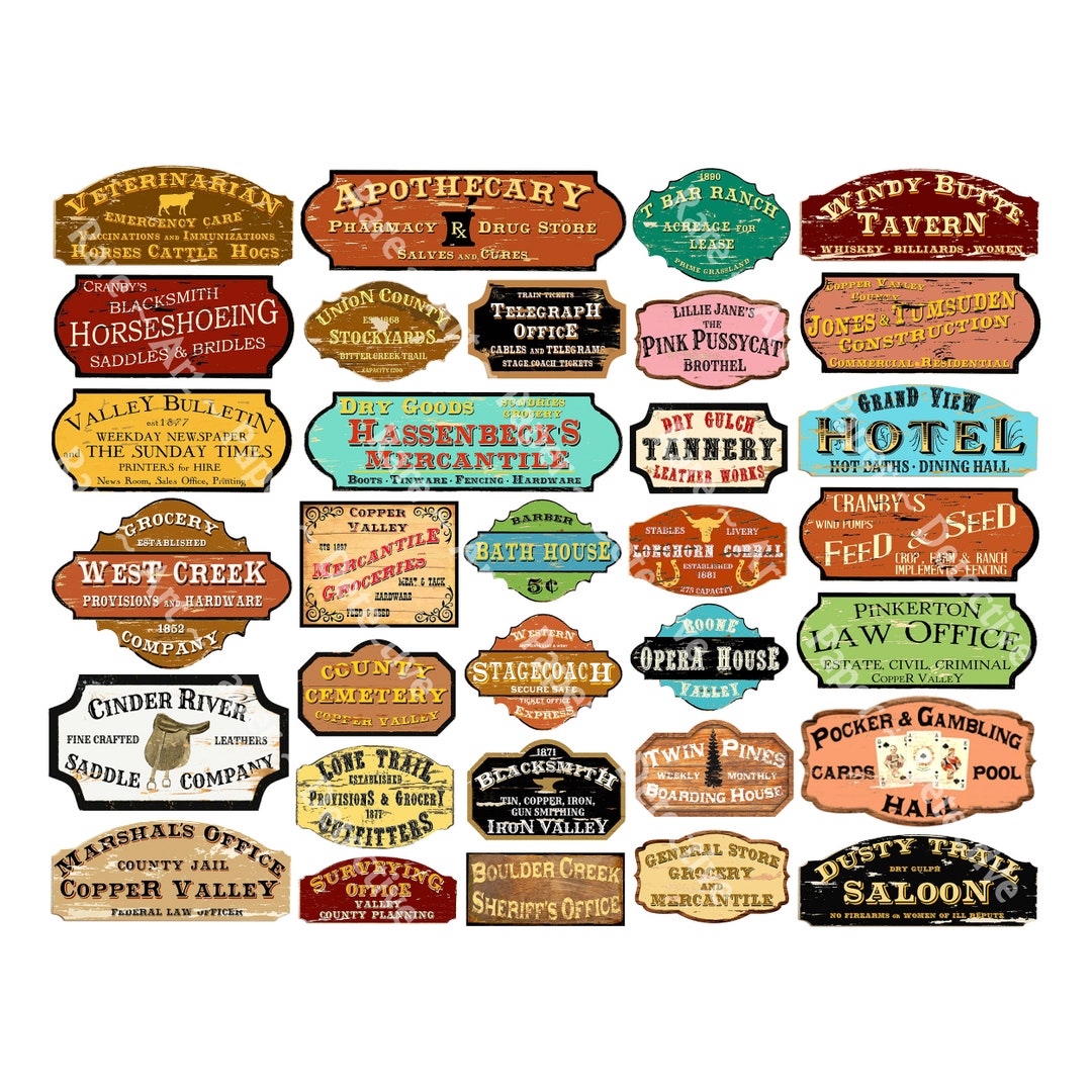 Old West Frontier Town Signs Cowboy Diorama Model Railroad & Dollhouse ...
