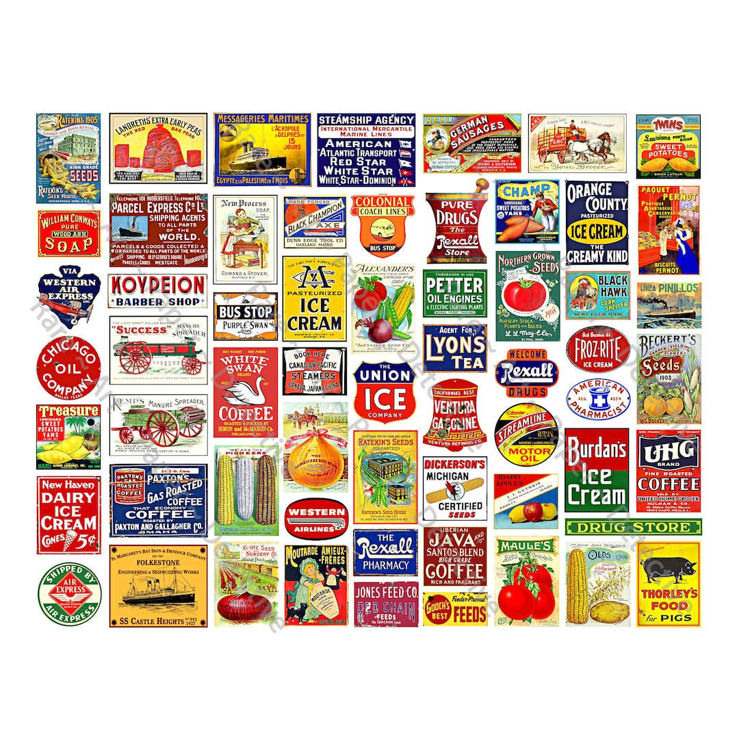 Dollhouse Miniature & Train Sign Graphics, Model Railroad Diorama, 61 ...