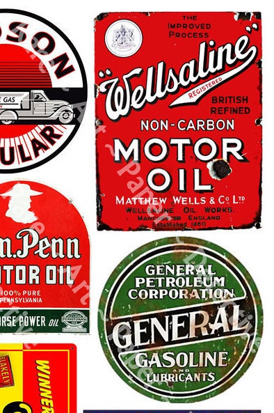 Oil Can Labels & Gas Signs 14 Illustrations on 1 Digital - Etsy