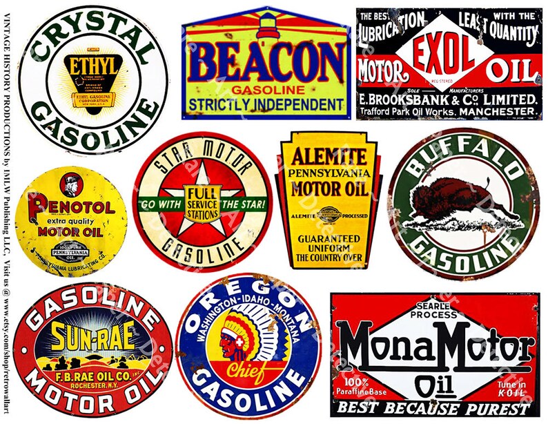 Oil Can Labels 10 Gasoline Signs on 1 Digital Download - Etsy